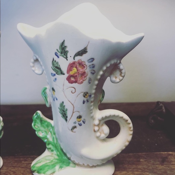 Accents | Copy 23 Two Small Cottagecore Trumpet Style Floral Ceramic ...